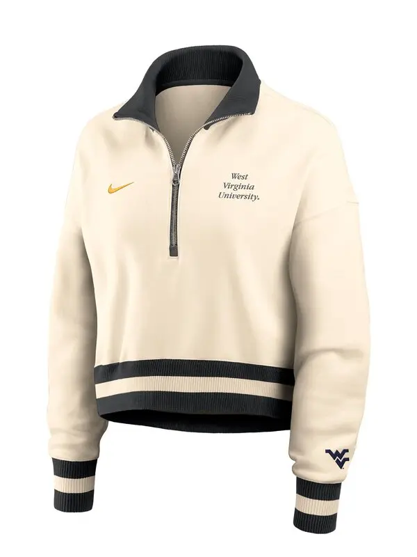 Nike West Virginia Legacy College Cropped Quarter-zip Crew - Brown