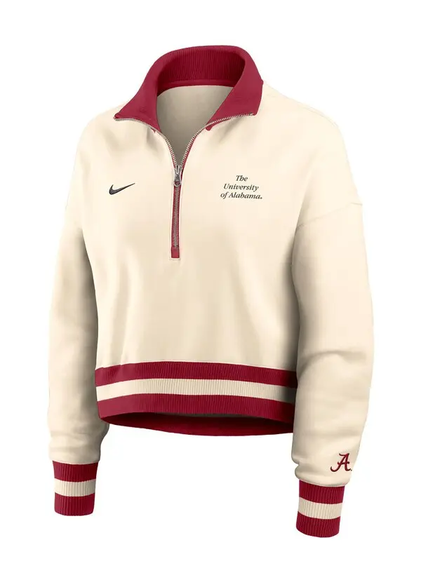 Nike Alabama Legacy College Cropped 1/4-zip Crew - Brown