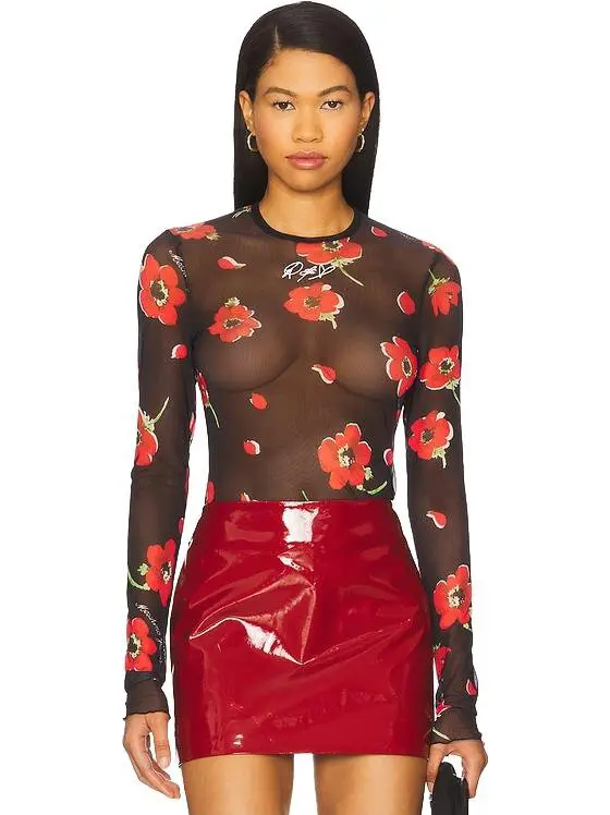 Moschino Sheer Floral Long Sleeve - Multi Black