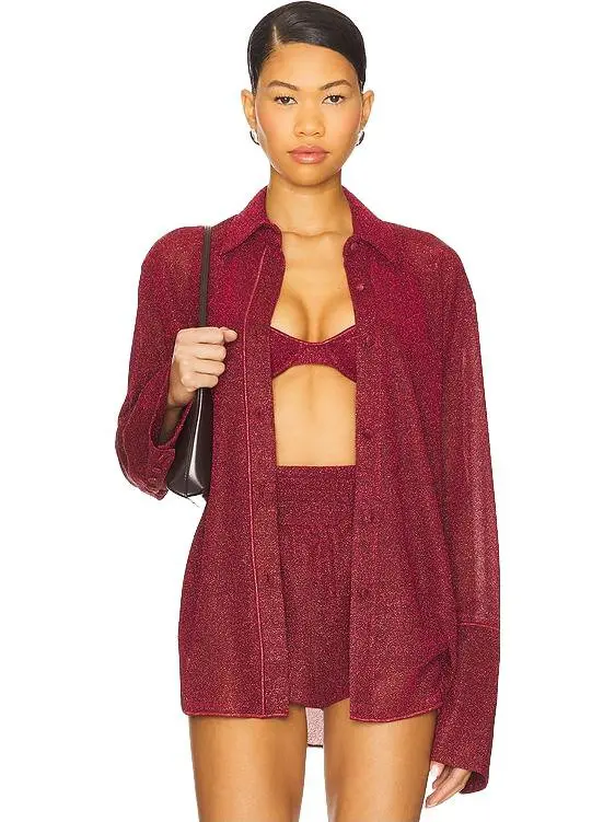Oseree Lumiere Sleeves Shirt - Burgundy