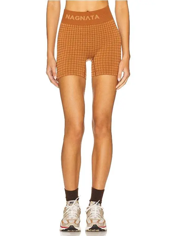 NAGNATA Houndstooth Wool Mini Short - Spice