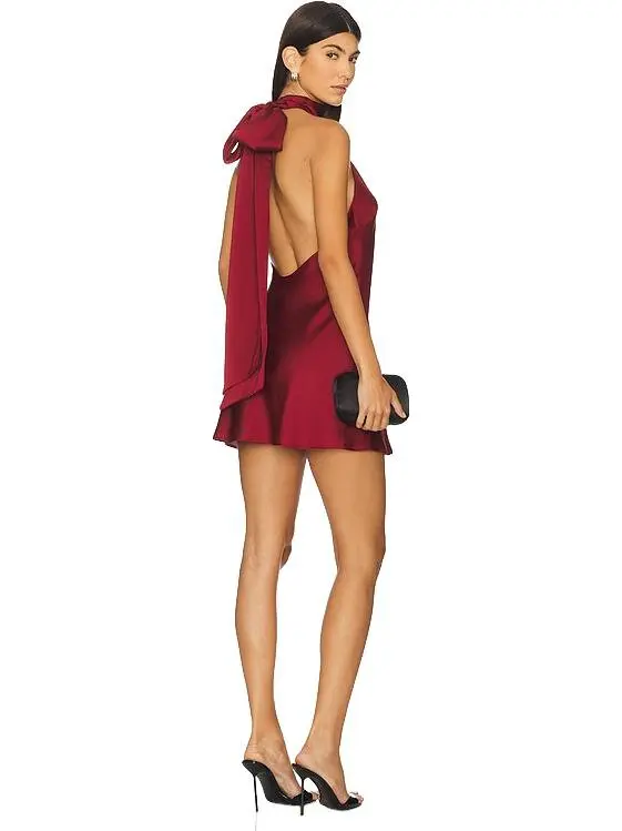 Show Me Your Mumu Lisa Mini Dress - Cranberry Luxe Satin