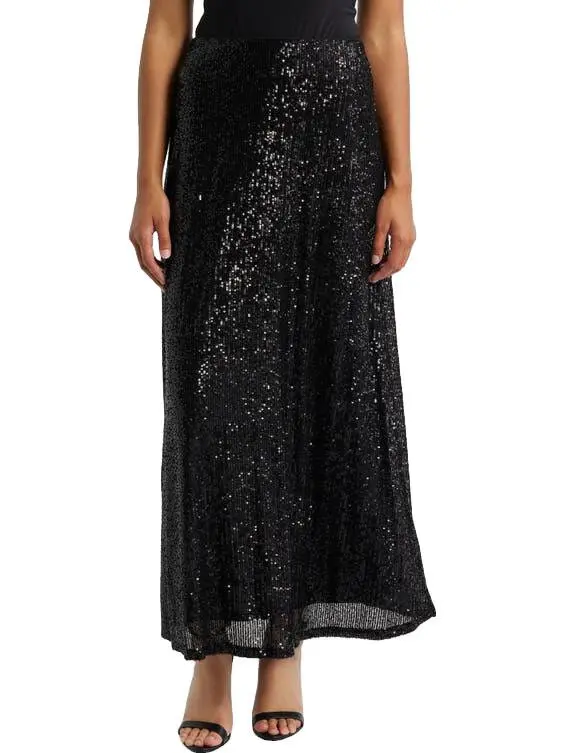 Anne Klein Sequin Maxi Skirt - Anne Black