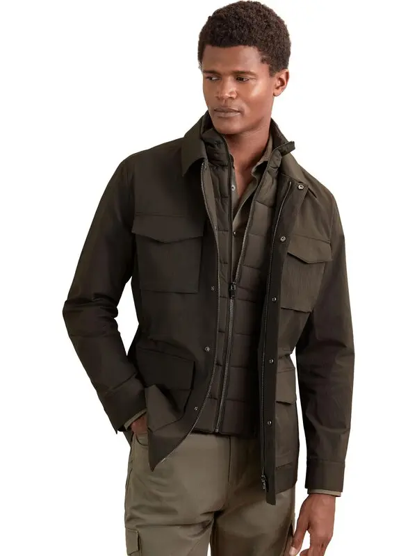REISS Bryson Removable-gilet Safari Jacket - Green