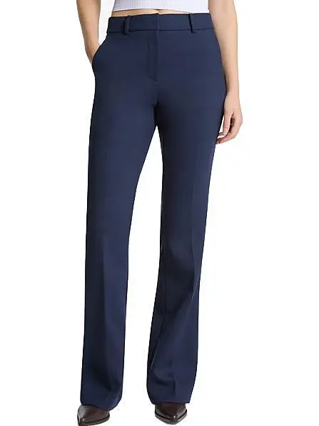 Michael Kors Bootcut Stretch Wool-blend Trousers - Blue