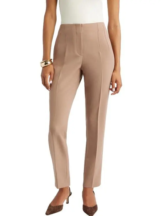 OPEN EDIT Icon High-waist Ankle Cigarette Pants - Tan Portabella