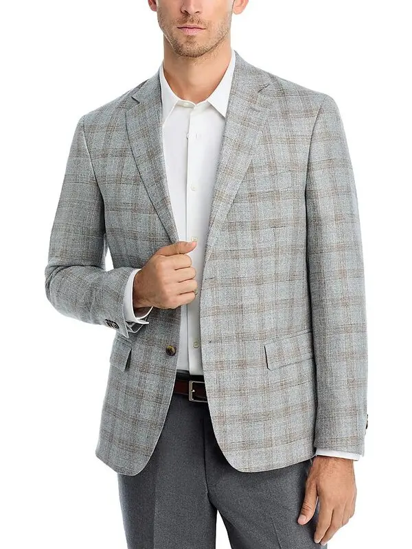 Bloomingdale'S Plaid Regular Fit Sport Coat - Grey