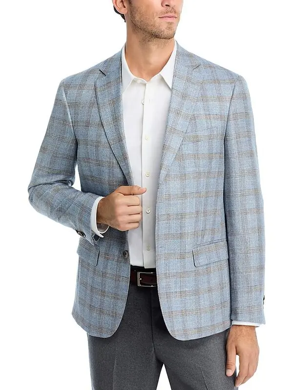 Bloomingdale'S Plaid Regular Fit Sport Coat - Light Blue