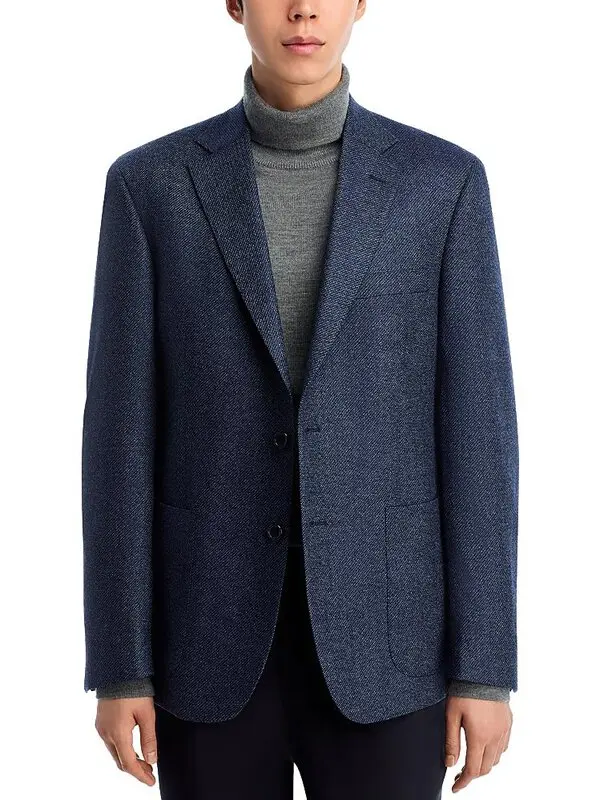 Bloomingdale'S Melange Solid Unstructured Regular Fit Sport Coat - Navy