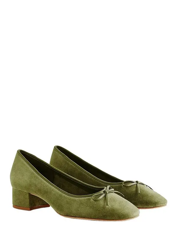 REFORMATION Suede Ballet Pumps - Avocado Suede