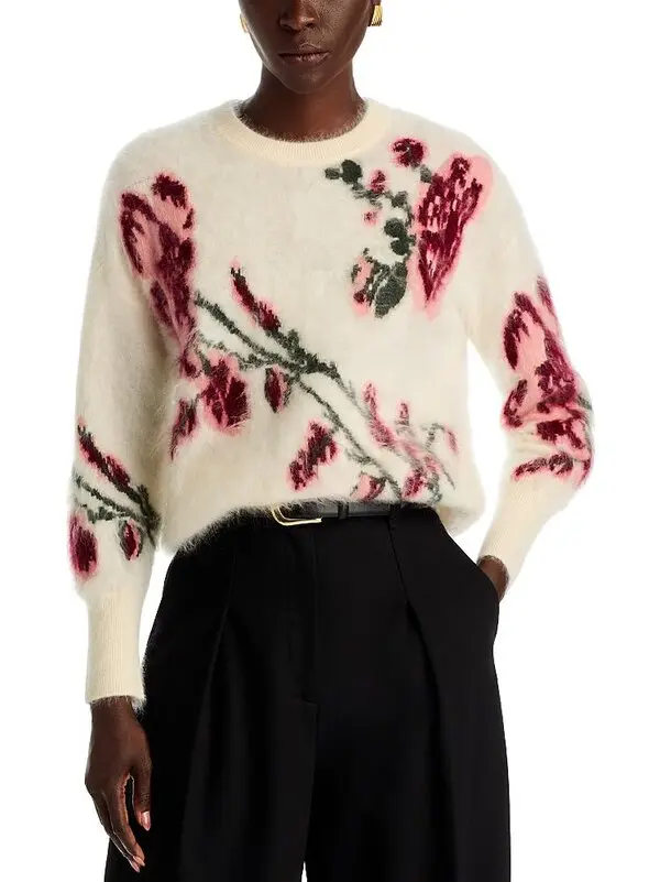 Elie Tahari Roberta Floral Cashmere Sweater - Horizon