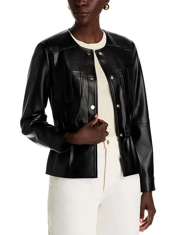 Elie Tahari The Aliza Faux Leather Jacket - Noir