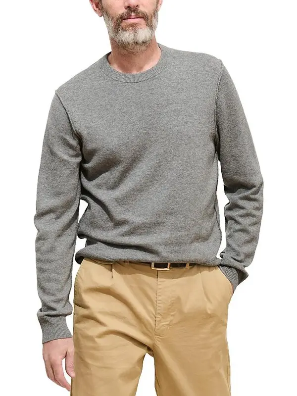 ALEX MILL Reverse Seam Crewneck Sweater - Heather Gray