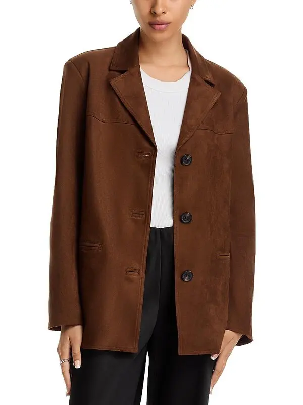 Velvet By Graham & Spencer Faux Suede Jacket - Brown