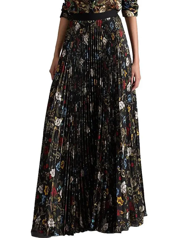 Alice + Olivia Katz Pleated Maxi Skirt - Tapestry Trails