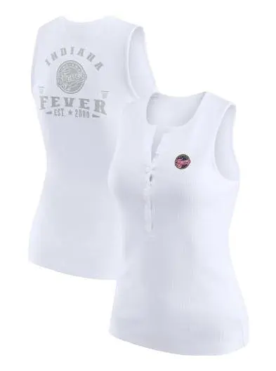 WEAR BY ERIN ANDREWS Indiana Fever Rib-knit Henley Tank Top - White