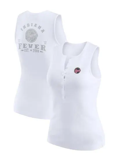 WEAR BY ERIN ANDREWS Indiana Fever Rib-knit Henley Tank Top - White