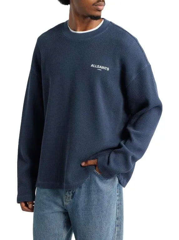 ALLSAINTS Sect Waffle Knit Sweatshirt - Moonstone Blue