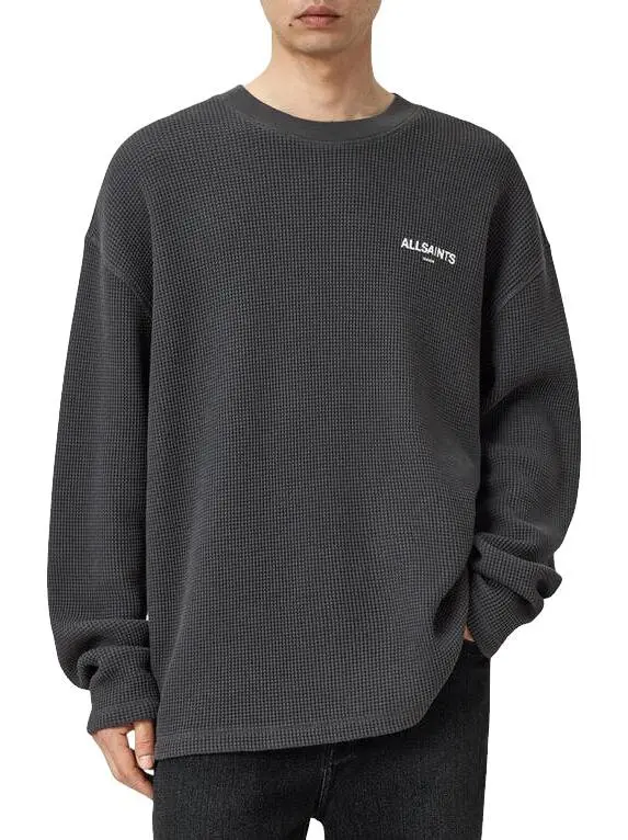 ALLSAINTS Sect Waffle Knit Sweatshirt - Tumbled Grey/white Logo