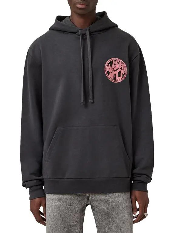ALLSAINTS Distortion Oth Hooded Pullover - Washed Black/pink