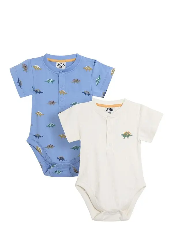 JOJO MAMAN BEBE Set Of 2 Stegosaurus Bodysuits - Blue
