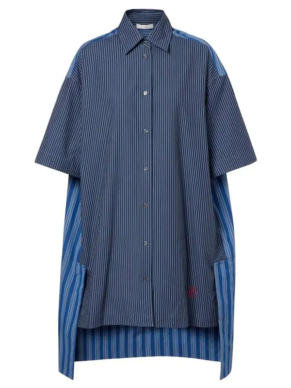 JW Anderson Striped Cotton Poplin Shirt Dress - Blue