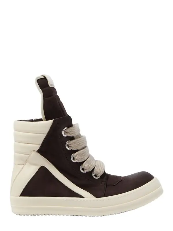 Rick Owens Megageobasket Leather Sneakers - Brown