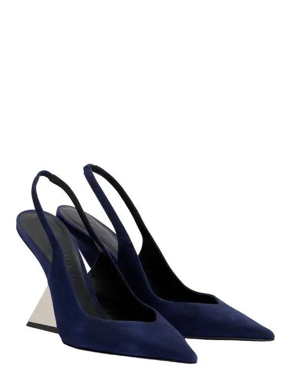 Attico Cheope 105 Suede Slingback Pumps - Blue