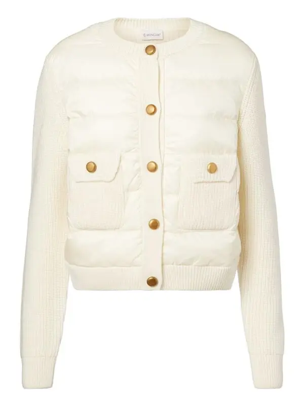 Moncler Down-paneled Virgin Wool Cardigan - White