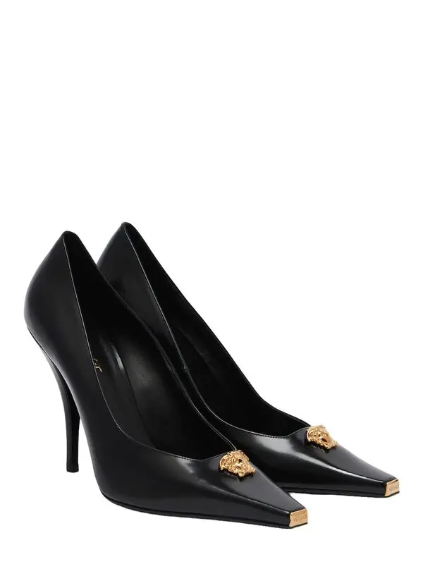 Versace La Medusa 105 Leather Pumps - Black