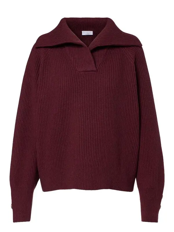 Brunello Cucinelli Wool, Cashmere, And Silk Sweater - Burgundy