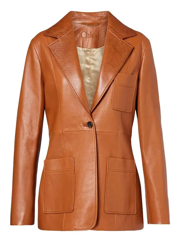 Chloé Ochre Leather Jacket - Brown