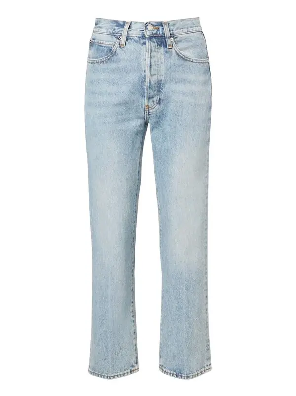 FRAME The Vertical Crop High-rise Straight Jeans - Blue