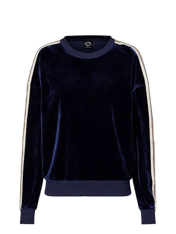 The Upside Monaco Lisel Striped Velour Sweatshirt - Blue