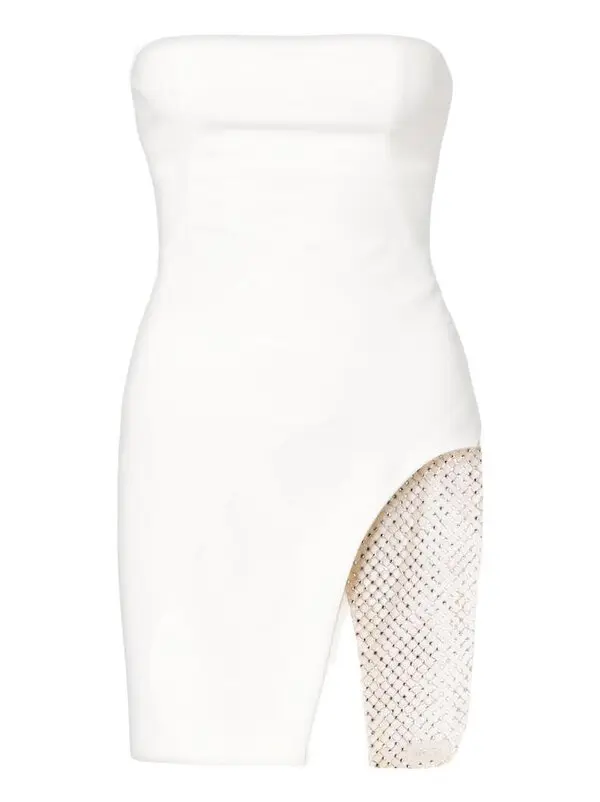 Attico Embellished Strapless Cady Minidress - White
