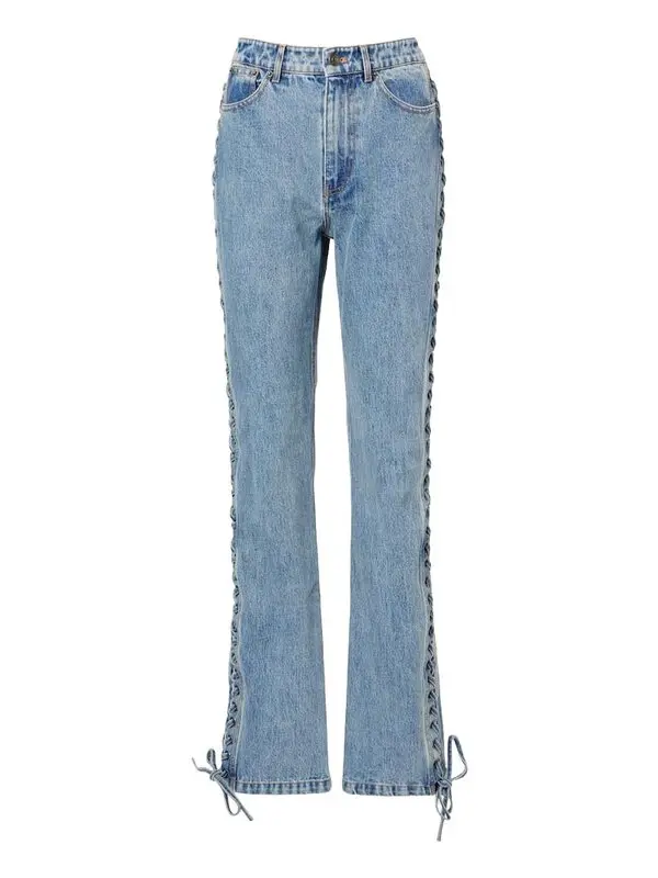 ROTATE BY BIRGER CHRISTENSEN Laced Straight Jeans - Blue