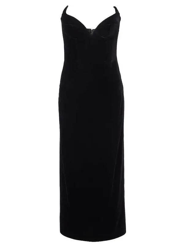 MUGLER Velvet Bustier Dress - Black