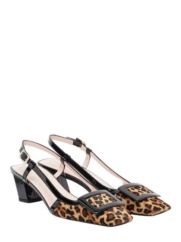 ROGER VIVIER Belle Vivier 45 Calf Hair Slingback Pumps - Brown