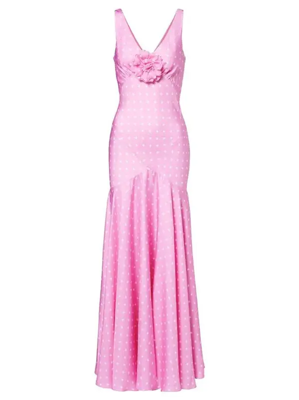 RODARTE Floral-appliqué Silk Twill Gown - Pink