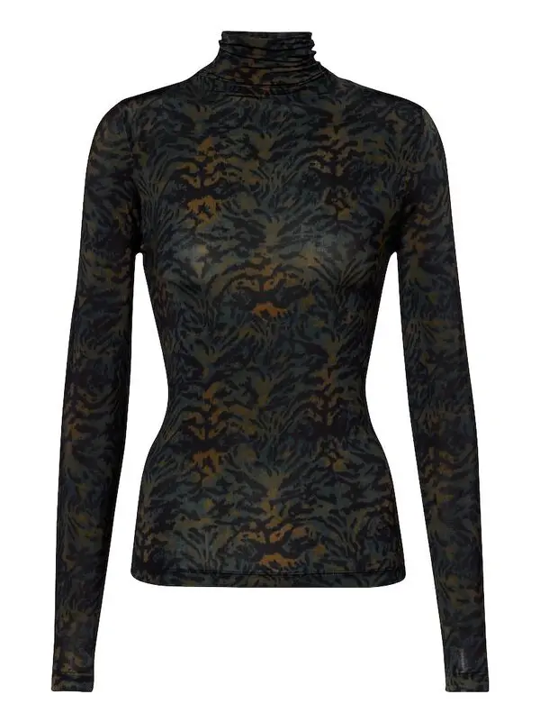 Ulla Johnson Aurelia Printed Jersey Turtleneck Top - Multicoloured