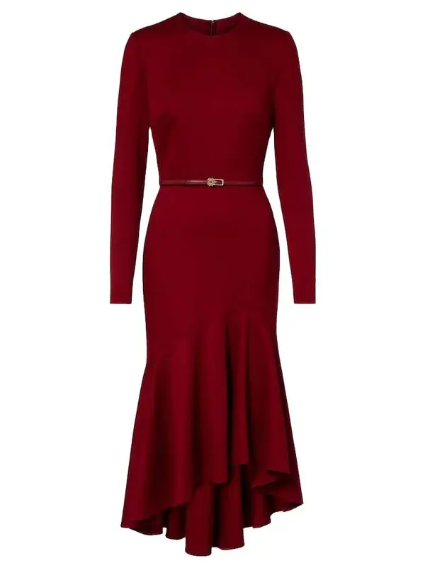 Elie Saab Belted Tie Midi Dress - Red