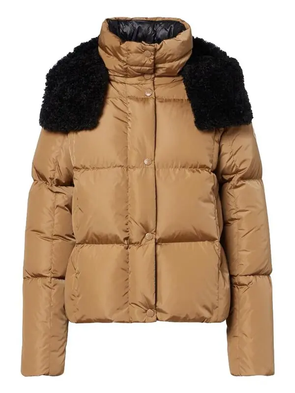 Moncler Castelnou Teddy-trimmed Down Jacket - Beige