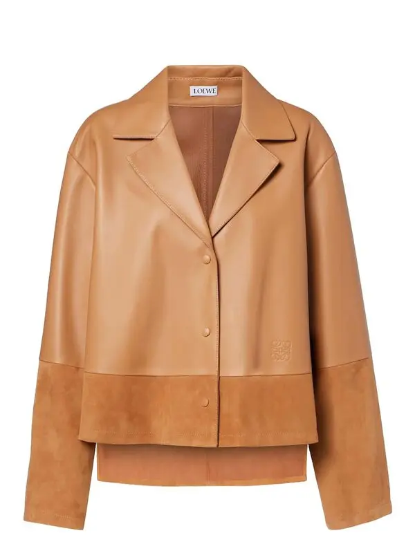 Loewe Pyjama Leather And Suede Jacket - Beige