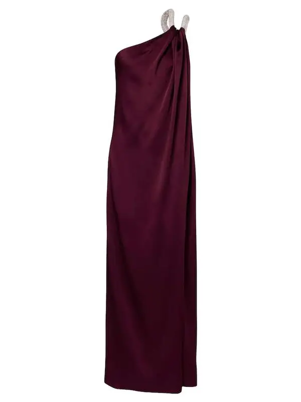 Stella McCartney Draped Embellished One-shoulder Gown - Burgundy