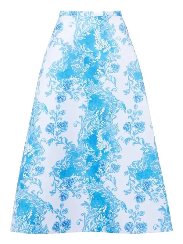 EMILIA WICKSTEAD Hallie Floral Taffeta Maxi Skirt - Blue