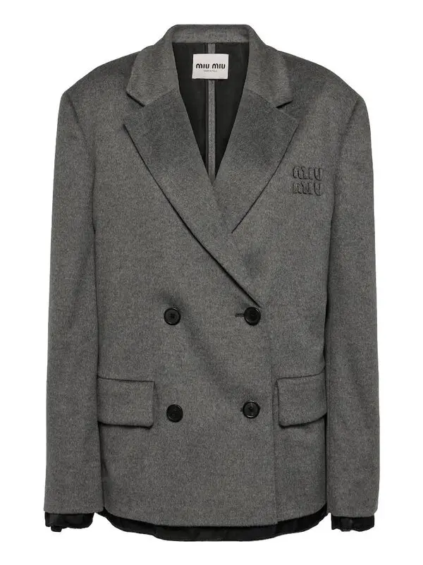 Miu Miu Double-breasted Wool And Cashmere Blazer - Grey