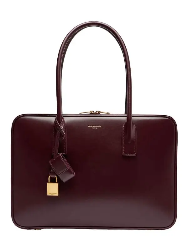 Saint Laurent Sac De Jour Leather Tote Bag - Burgundy
