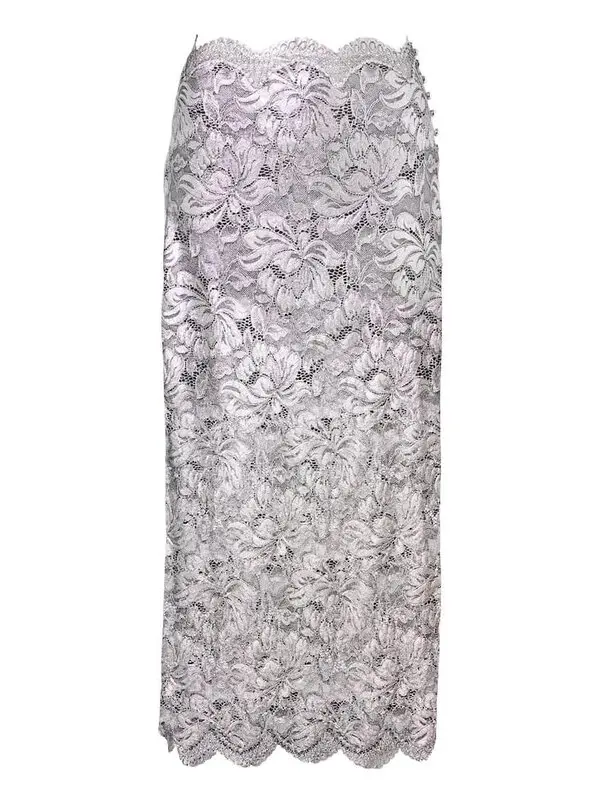 Rabanne Metallic-effect Lace Midi Skirt - Silver