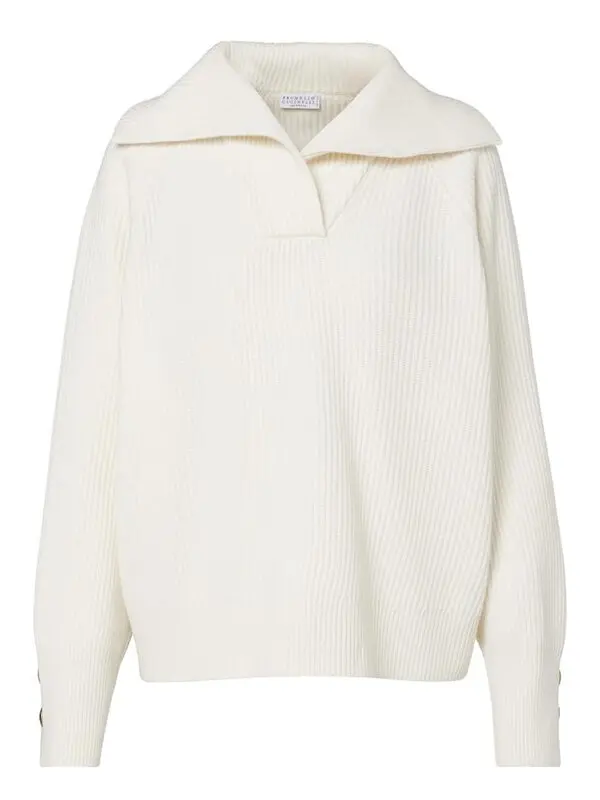Brunello Cucinelli Wool, Cashmere, And Silk Sweater - White