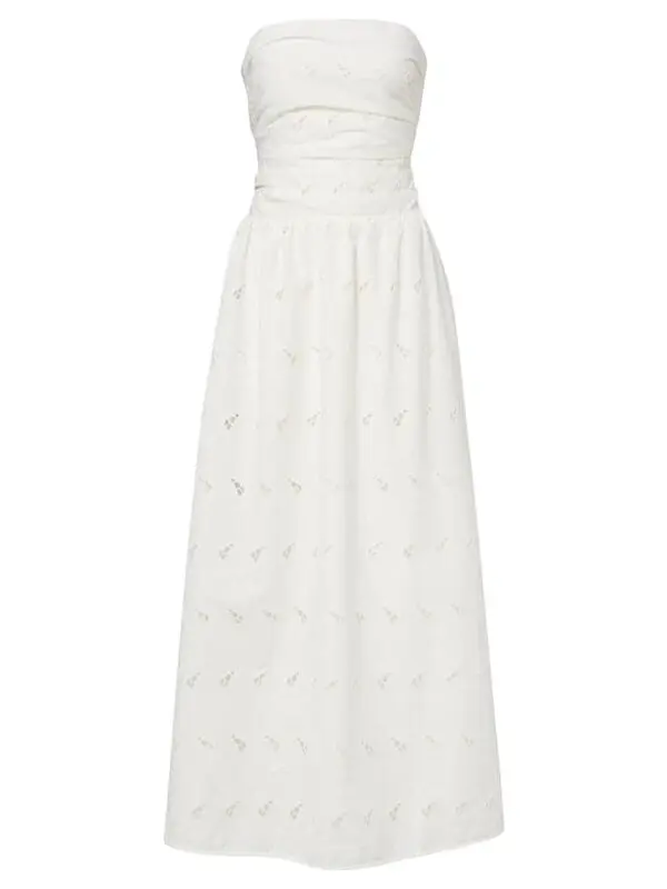 Faithfull The Brand Moa Broderie Anglaise Draped Maxi Dress - White